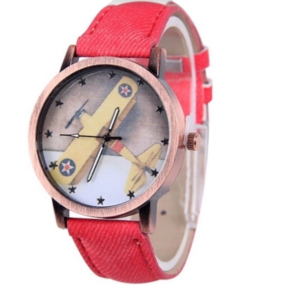 Accessories | Unisex Vintage Airplane Watch W Denim Strap | Poshmark